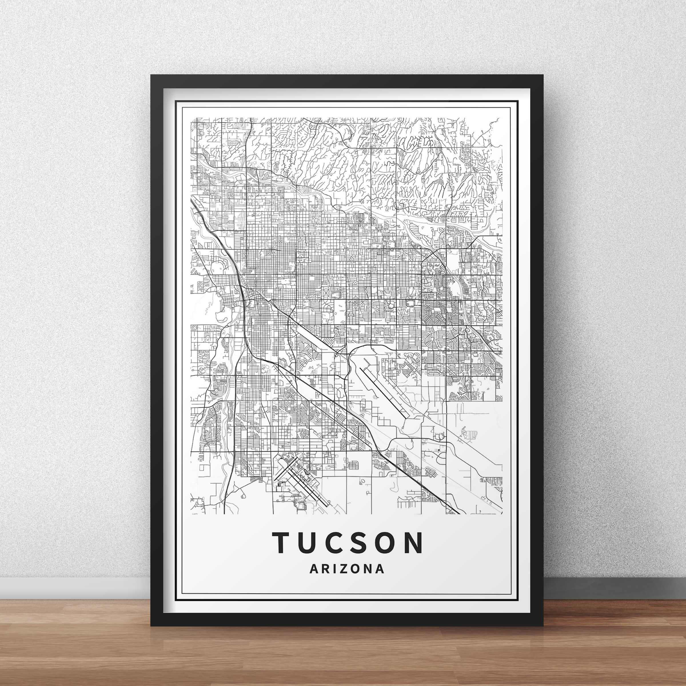 Printable Map of Tucson Arizona United States Instant | Etsy