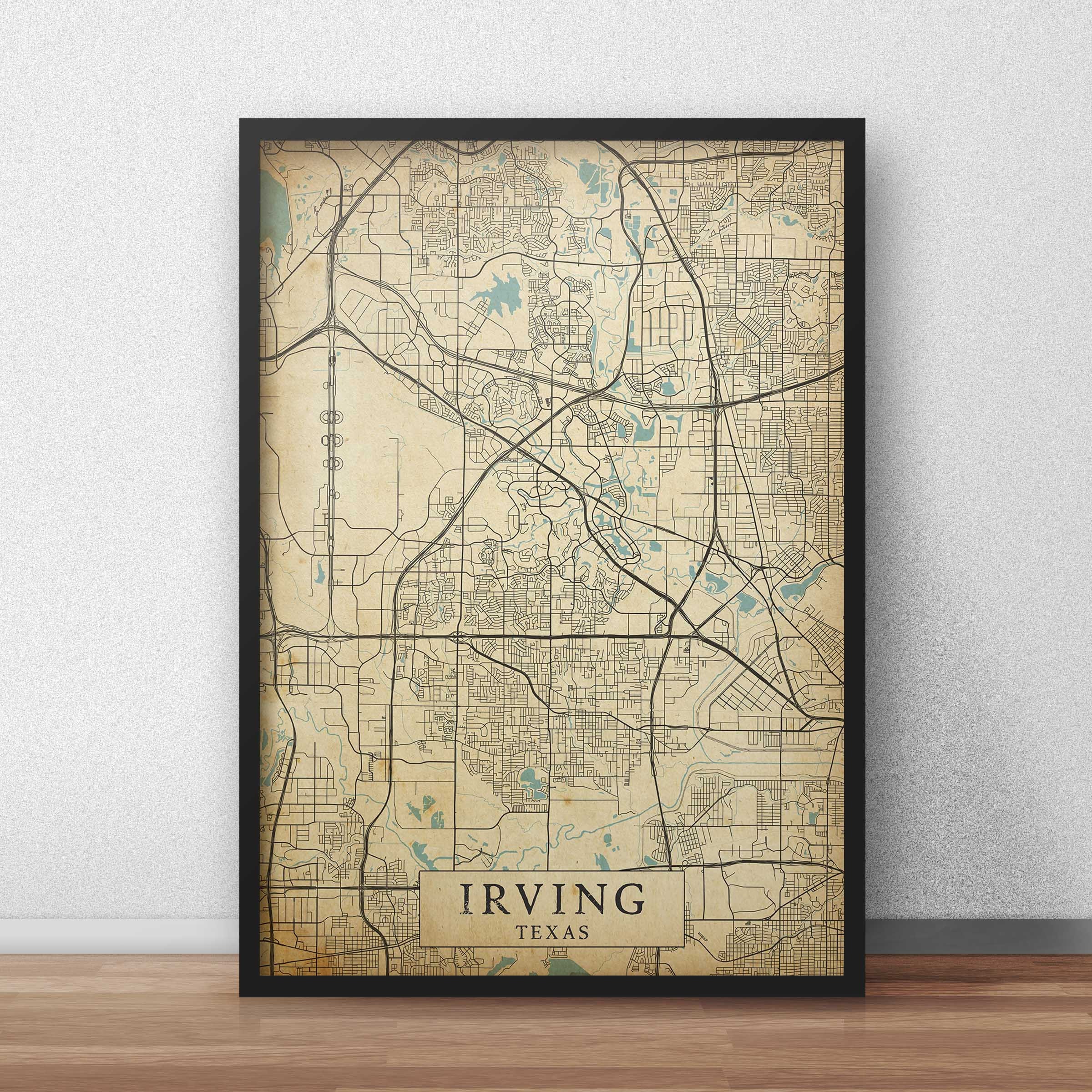 Printable Vintage Style Map of Irving Texas Instant - Etsy
