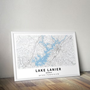 Printable Map of Lake Lanier, Georgia, US - Instant Download \ Lake Map ...