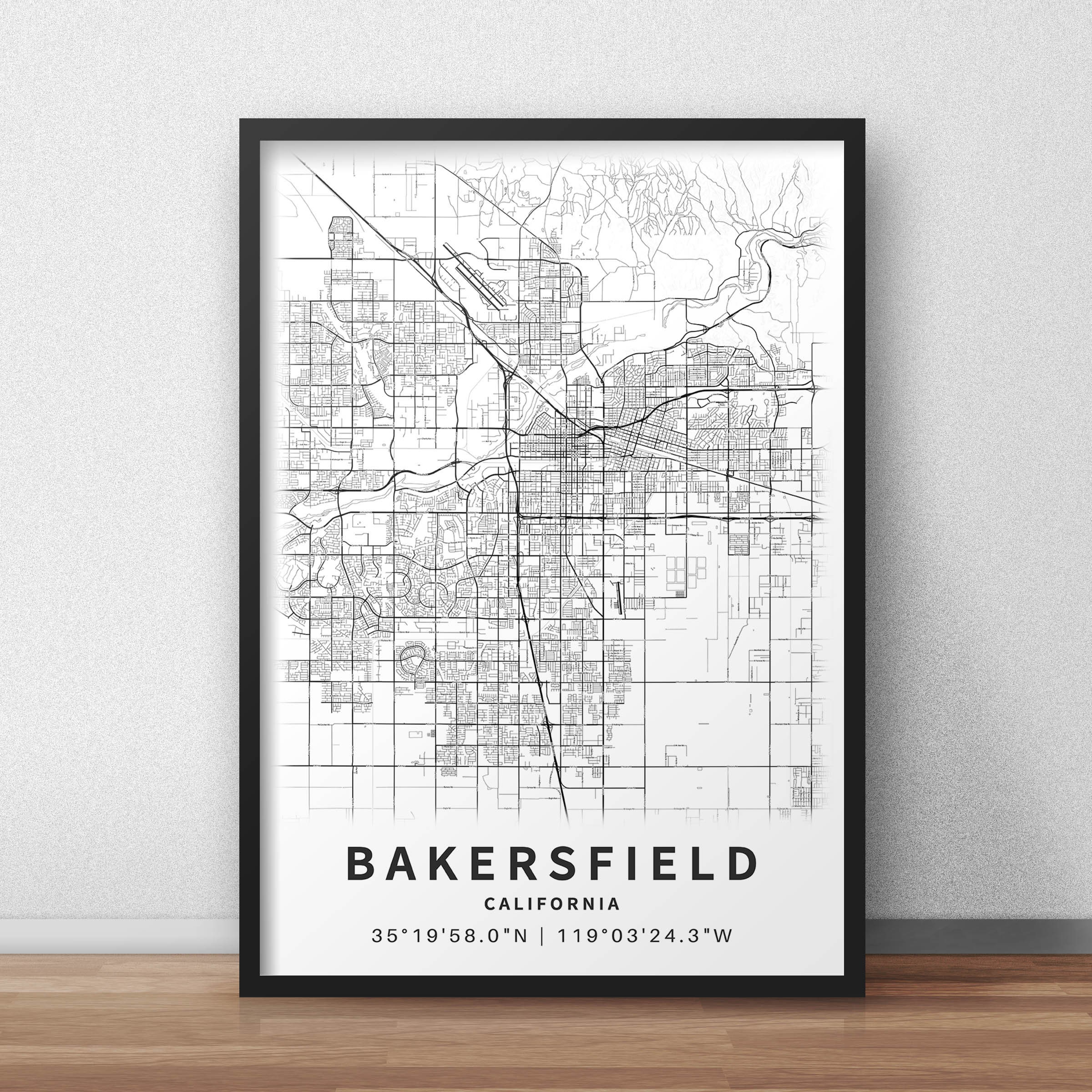 Printable Map of Bakersfield, California, USA With Street Names ...