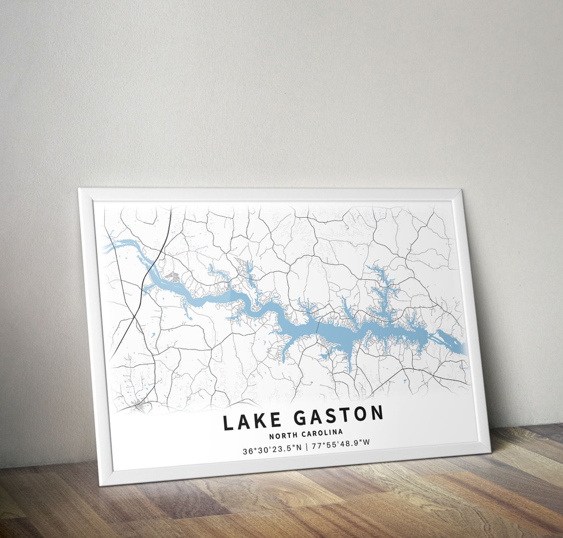 Printable Map of Lake Gaston North Carolina United States - Etsy