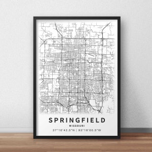 Printable Map of Springfield, Missouri, USA With Street Names - Instant ...