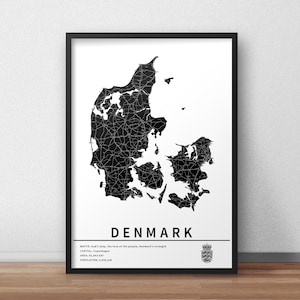 Printable Map of Denmark With City Names and Roads - Instant Download ...