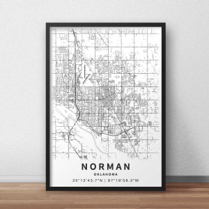 Printable Map of Norman, Oklahoma, USA With Street Names - Instant ...
