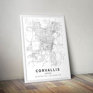 Printable Map Corvallis, Oregon, USA With Street Names Instant Download ...
