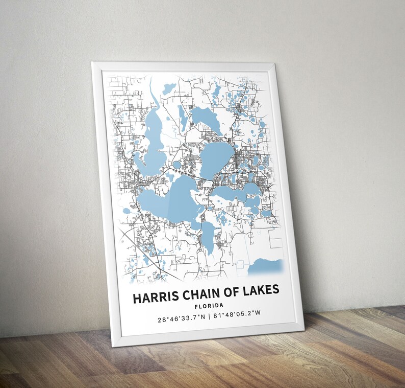 Printable Map of Harris Chain of Lakes Florida United States - Etsy Ireland