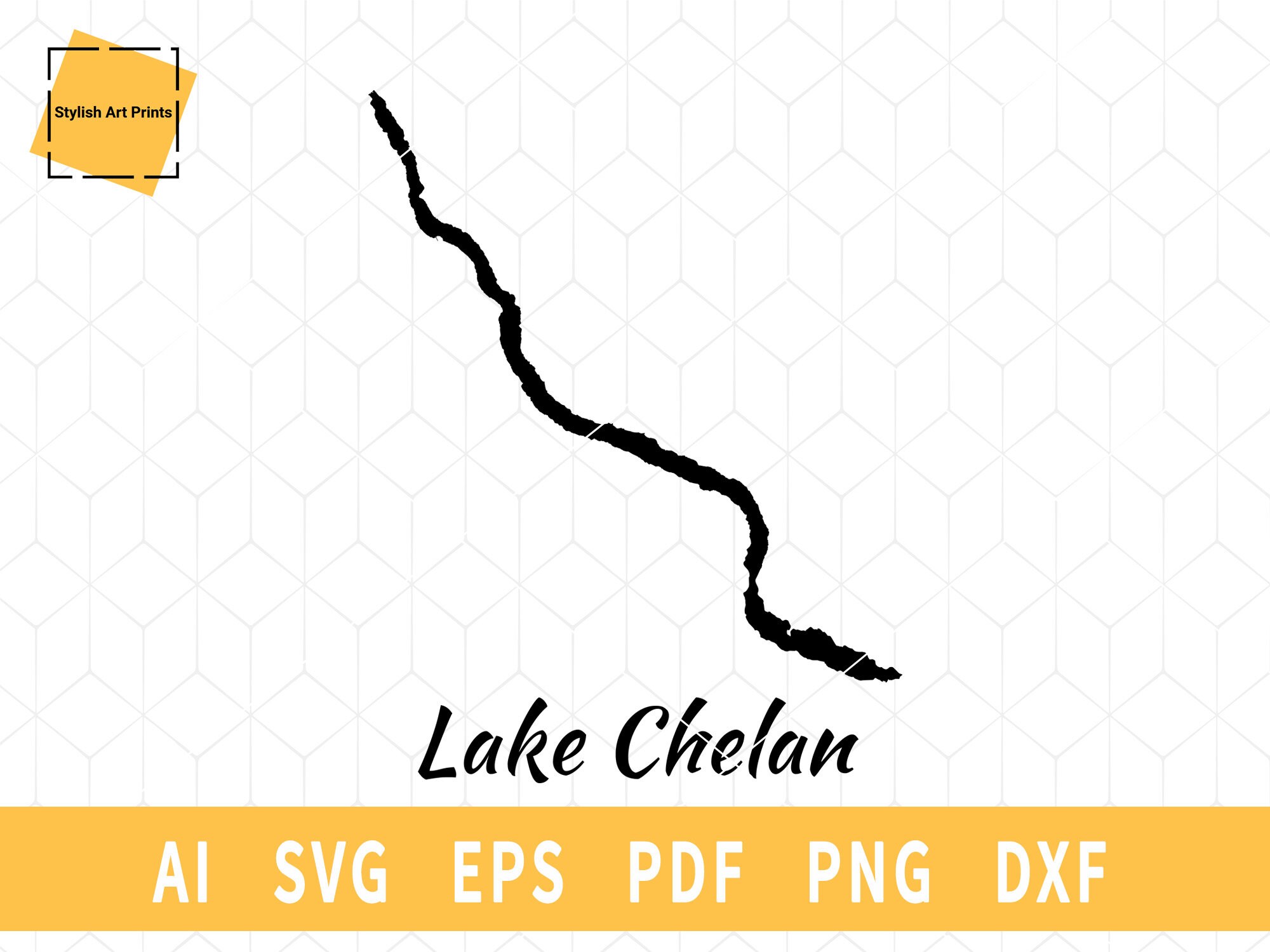Lake Chelan Map SVG Washington Map Vector File Instant | Etsy