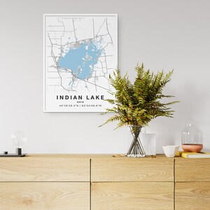 Printable Map of Indian Lake, Ohio, US - Instant Download \ Lake Map ...