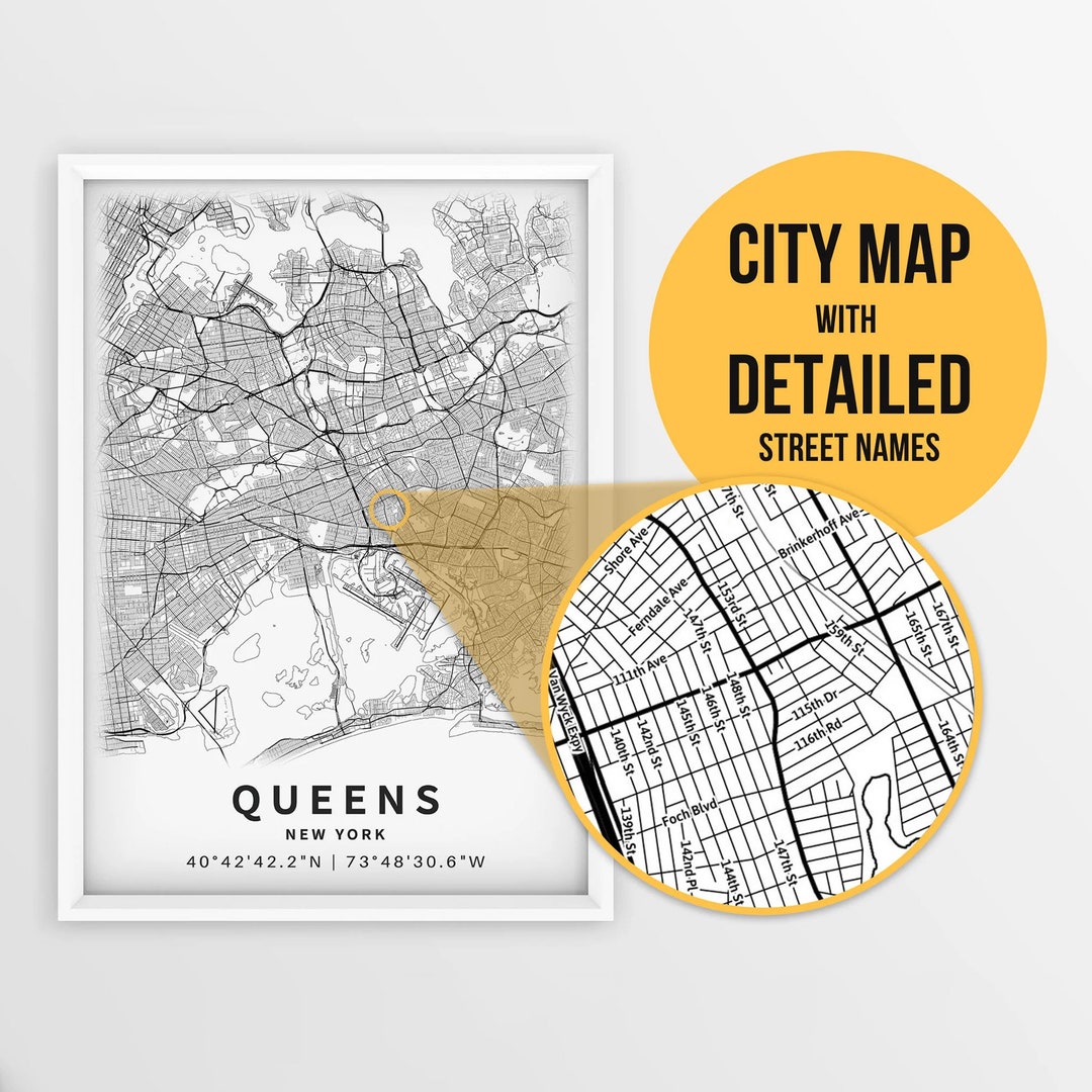 Printable Map of Queens, New York City, NY, USA With Street Names ...