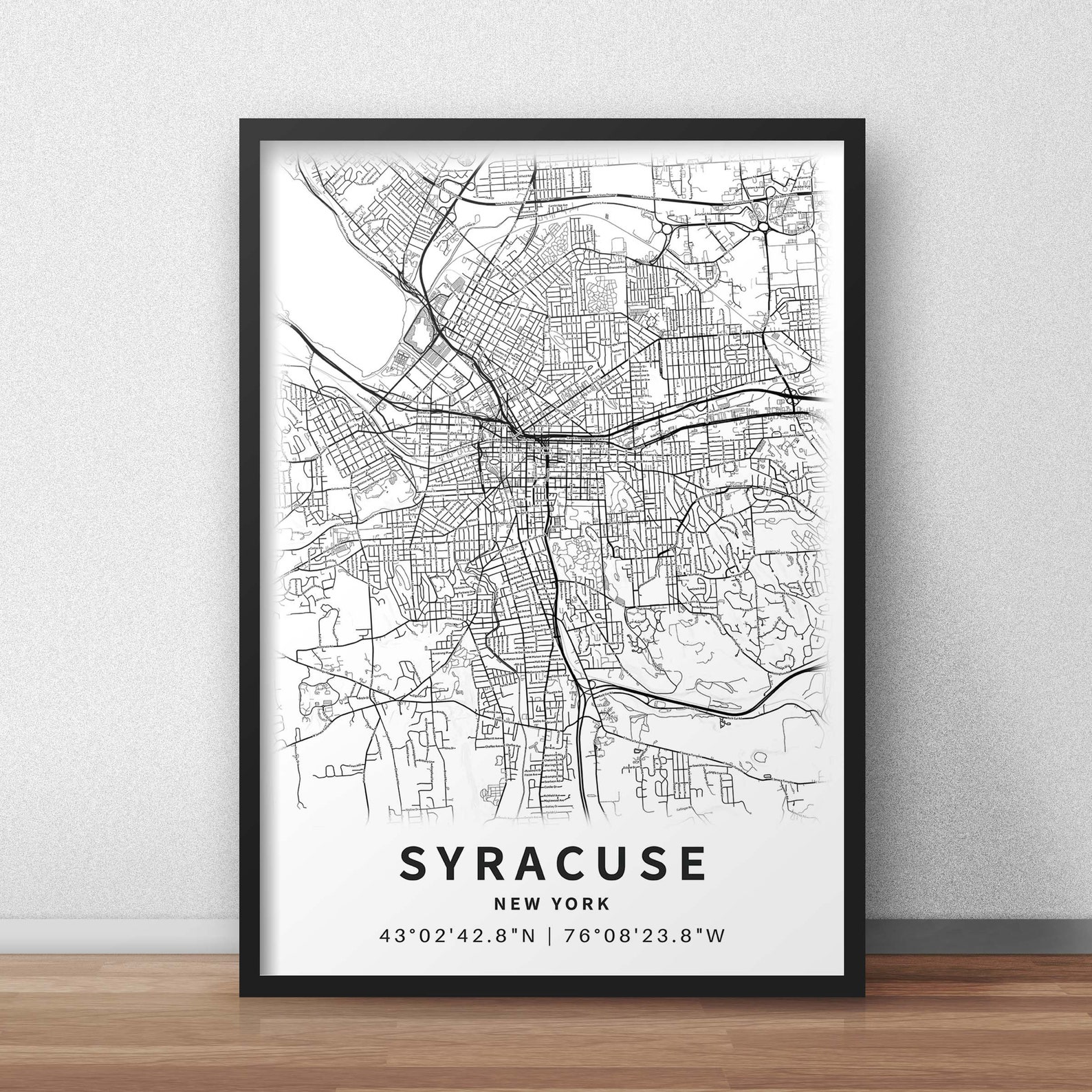 Printable Map of Syracuse, New York, USA With Street Names - Instant ...