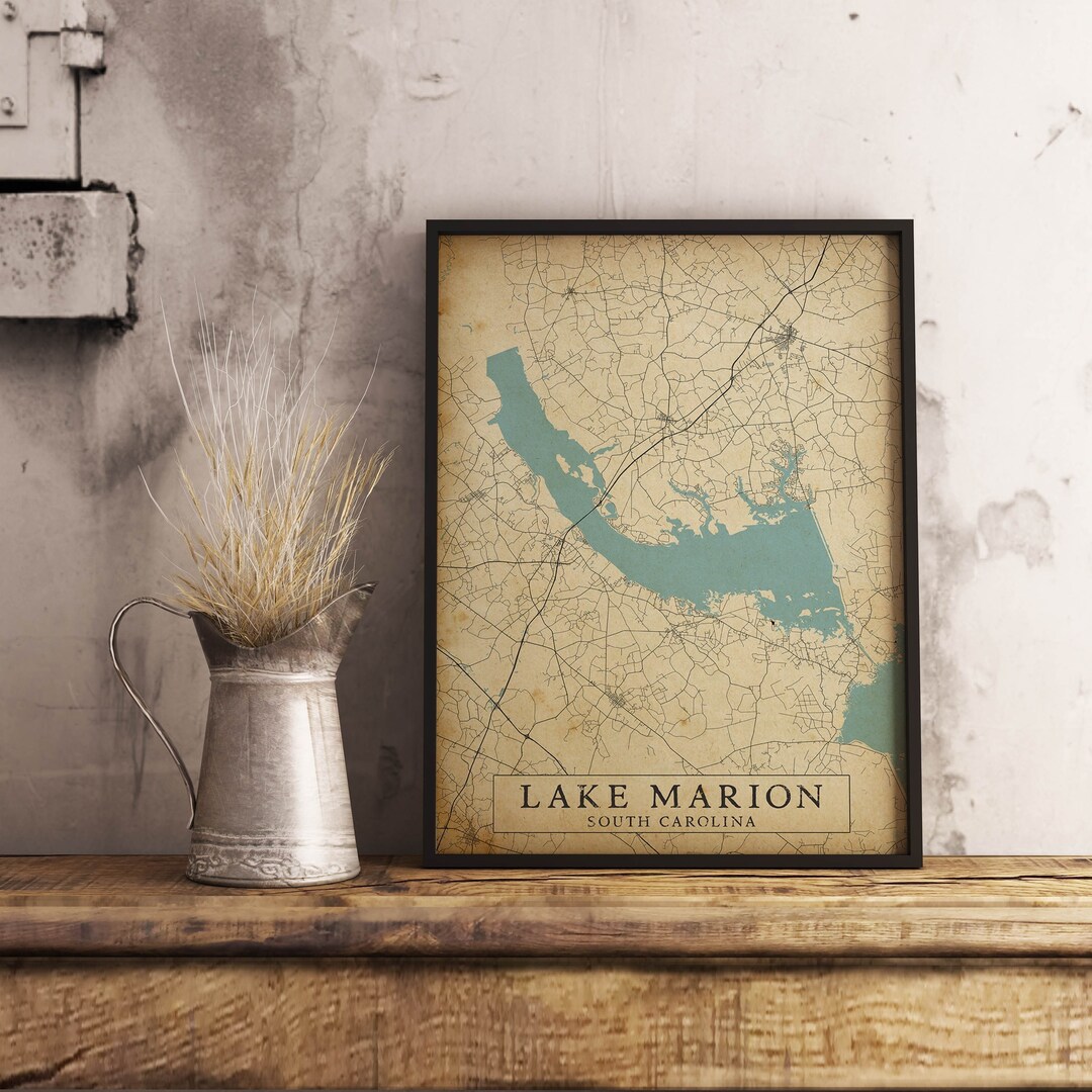 Vintage Style Map of Lake Marion South Carolina USA Instant - Etsy