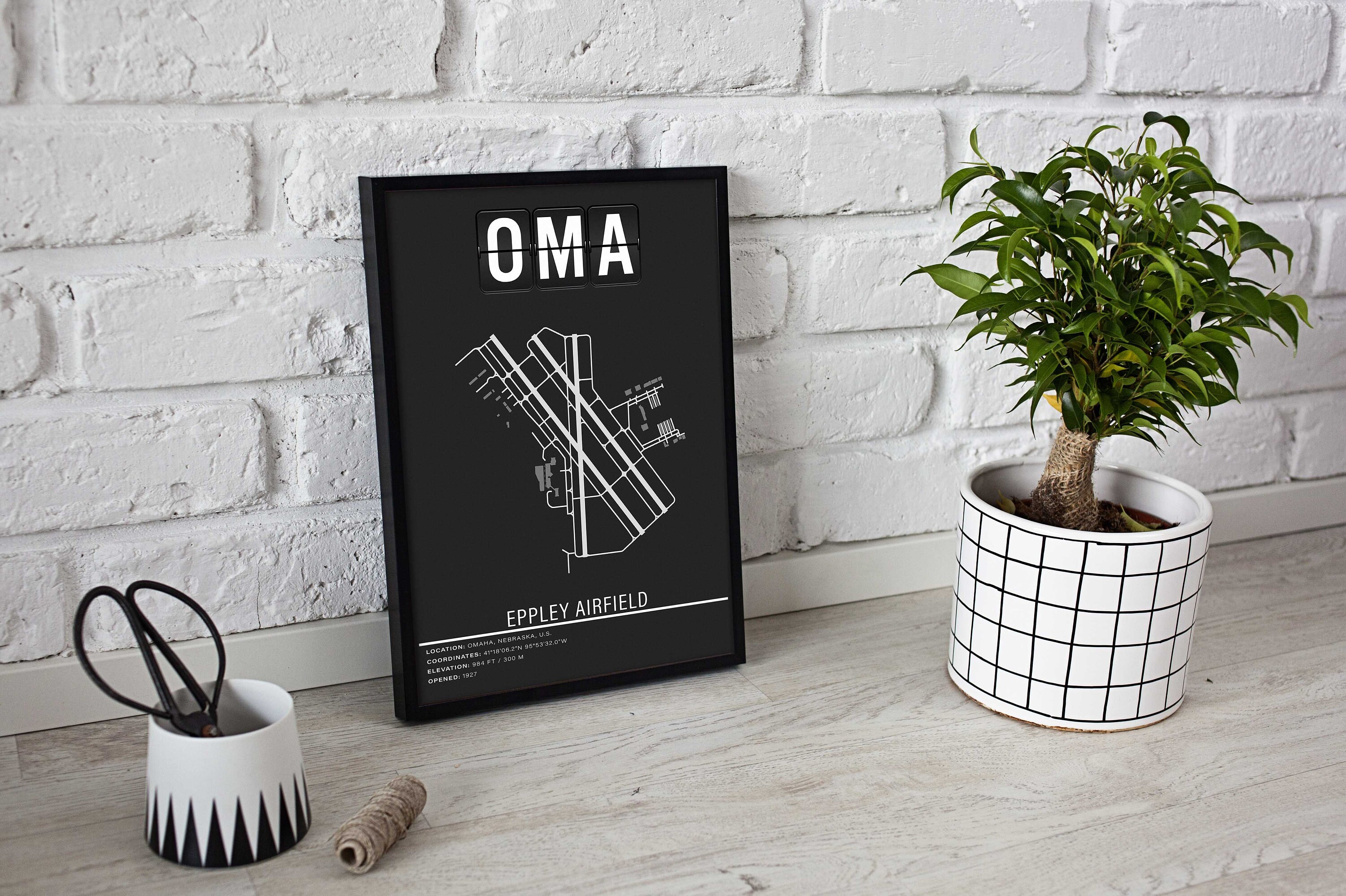 OMA Omaha Eppley Airfield Poster Instant Download Map Art | Etsy