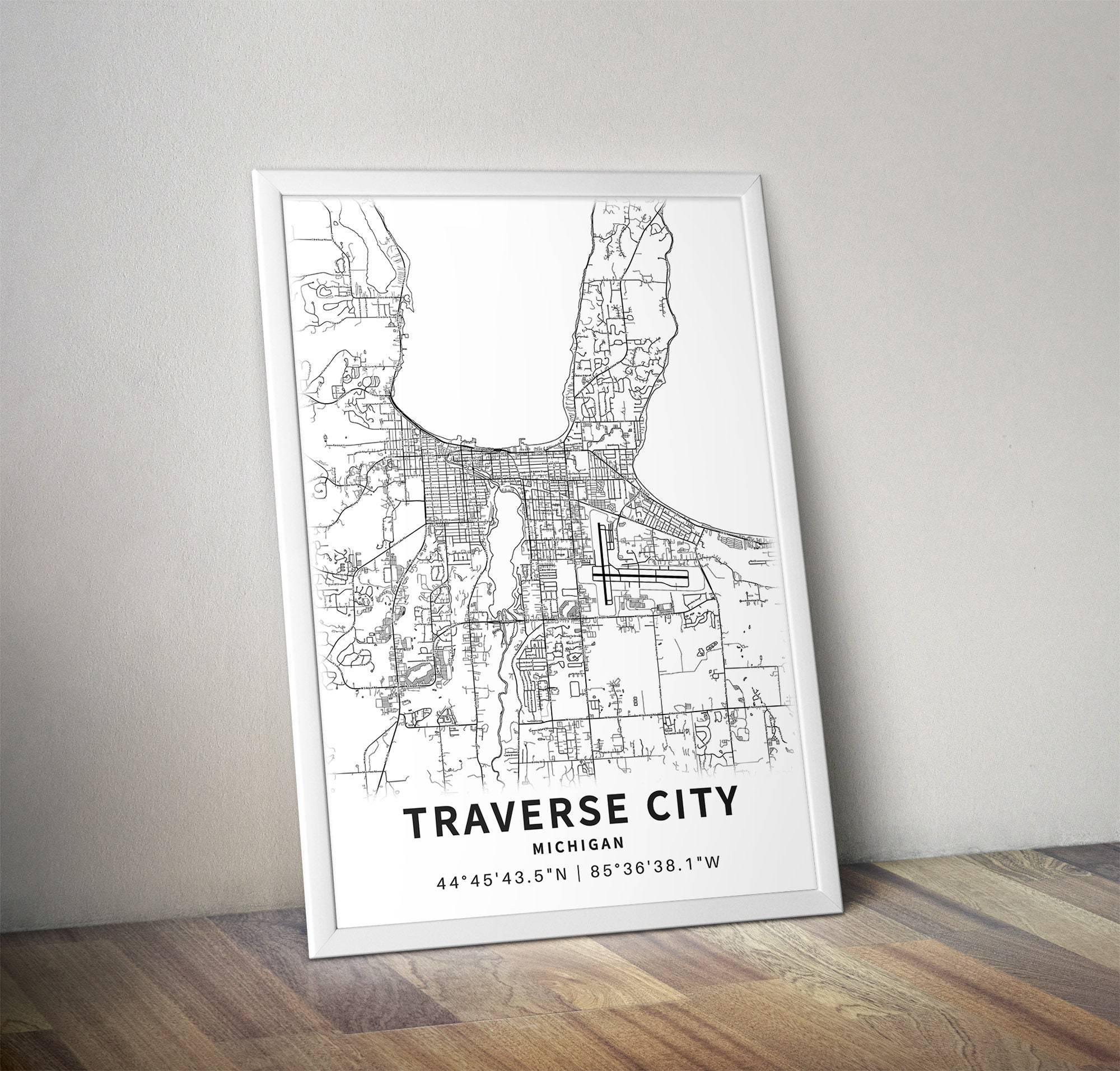 Mapa imprimible de Traverse City, Michigan con nombres de calles ...