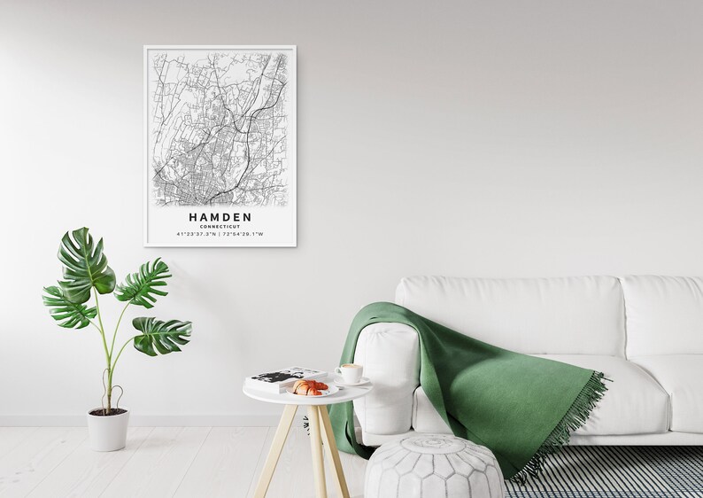 Hamden Connecticut Map With Street Names, Printable Hamden City Poster ...