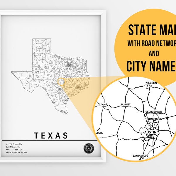Texas Map With Push Pins - Etsy