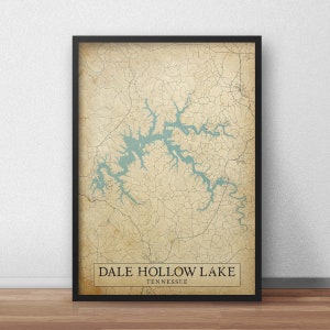Printable Vintage Style Map of Dale Hollow Lake Tennessee - Etsy