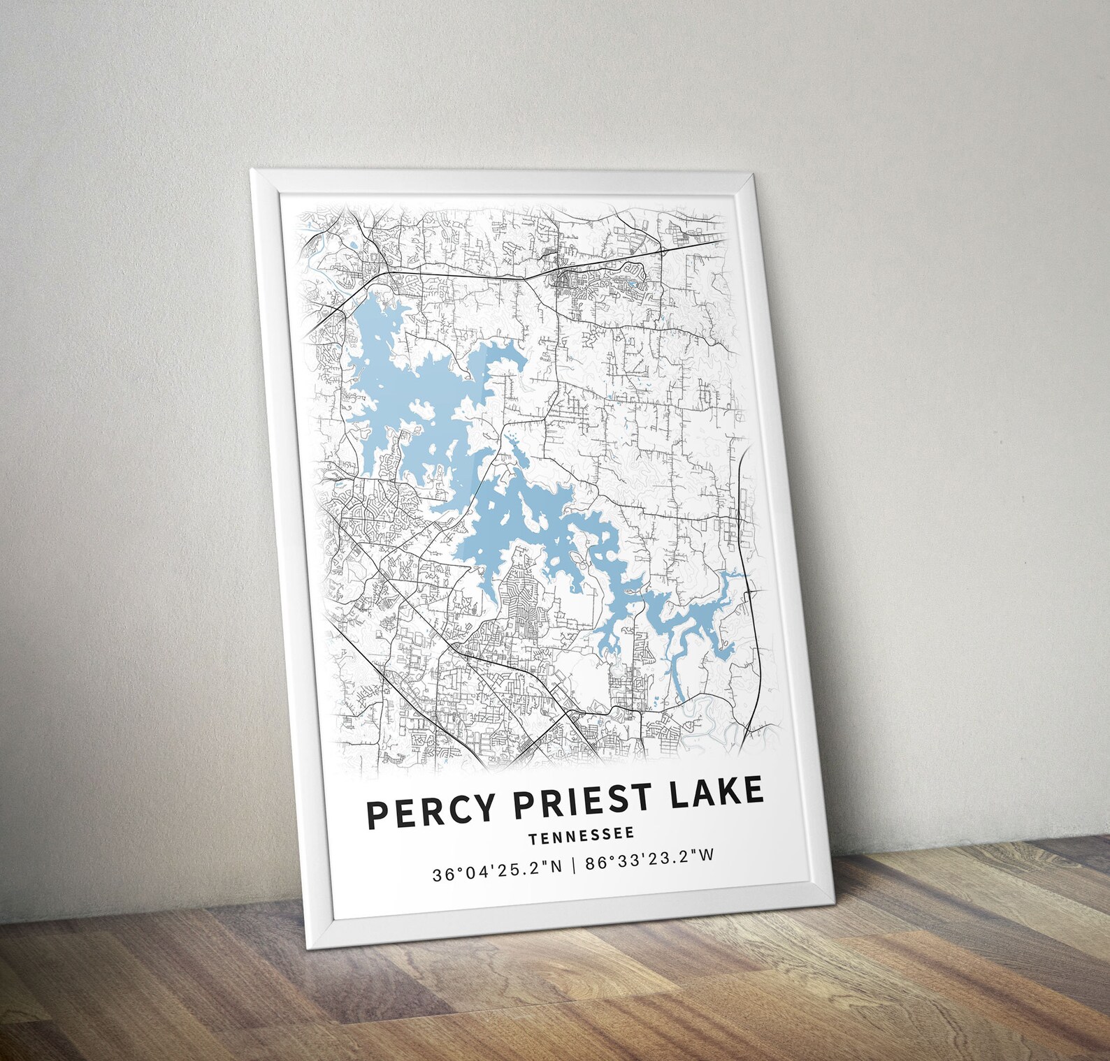 Printable Map Percy Priest Lake Tennessee United States Etsy