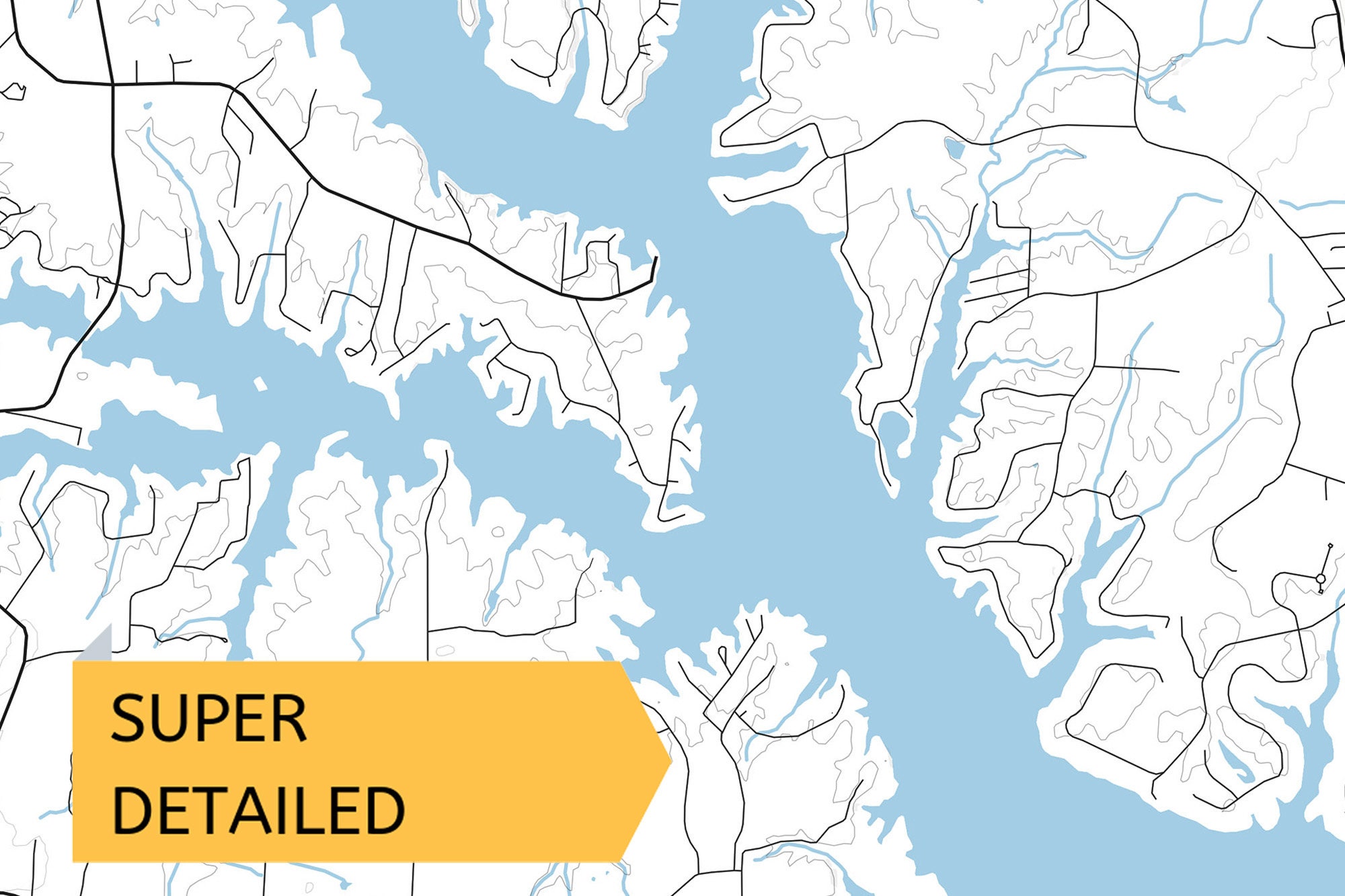 Printable Map of High Rock Lake, North Carolina, - Instant Download ...