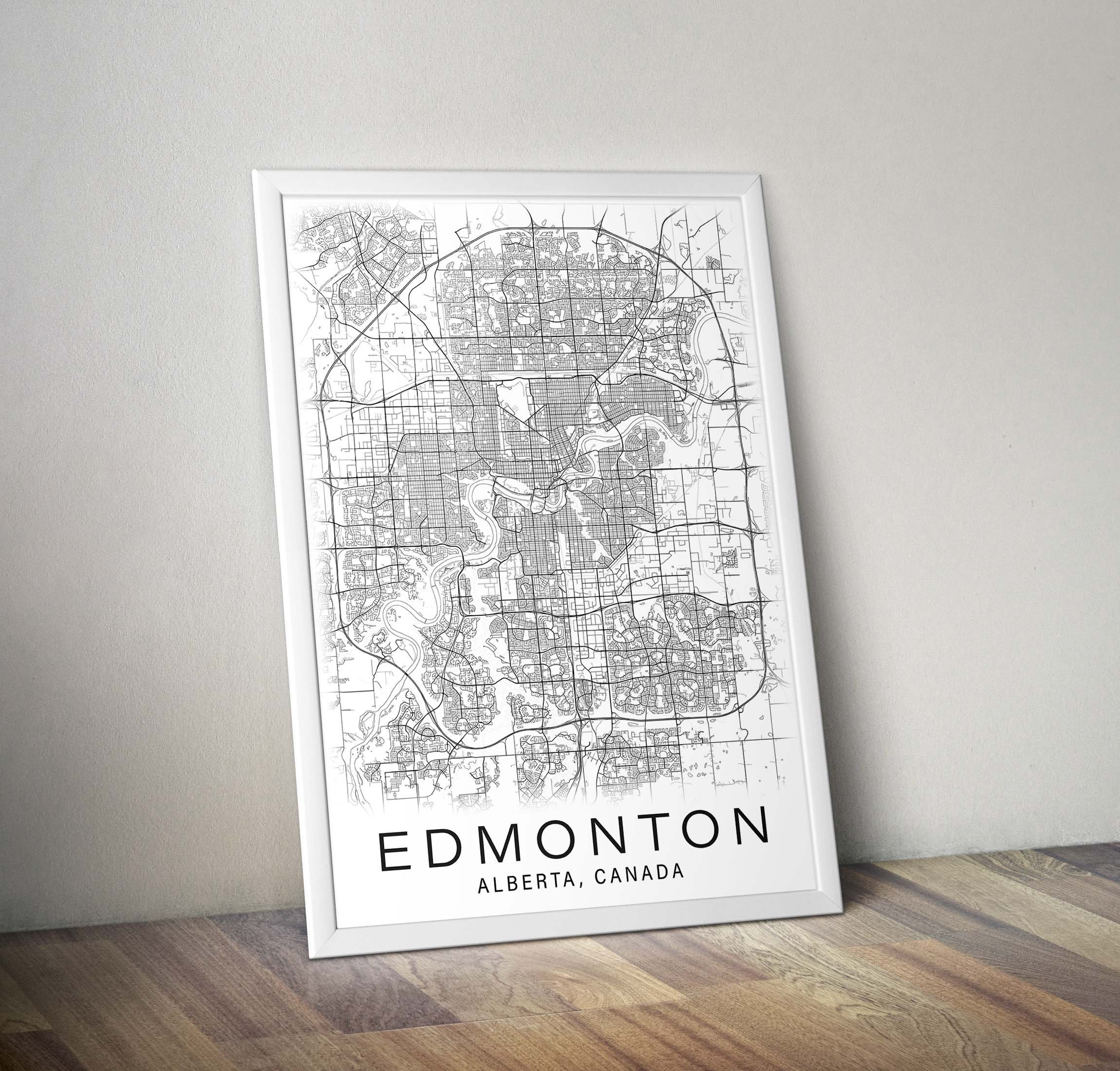 Edmonton Canada Map Print Alberta City Map Instant Download - Etsy