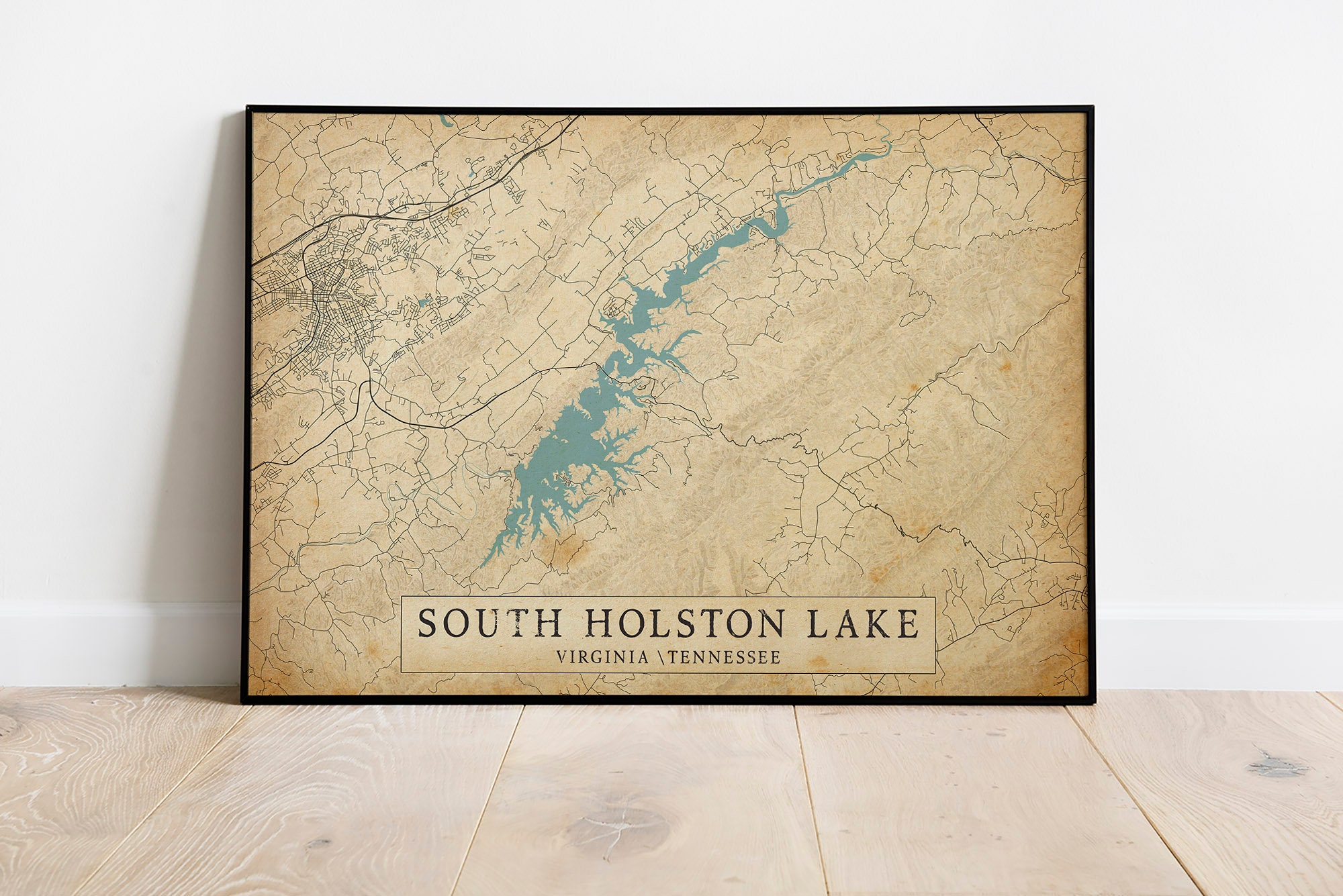 Vintage Style Map of South Holston Lake Virginia Tennessee USA - Etsy