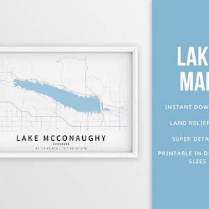 Printable Map of Lake Mcconaughy Nebraska United States - Etsy