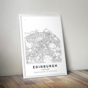 Printable Map of Edinburgh, Scotland, United Kingdom With Street Names ...