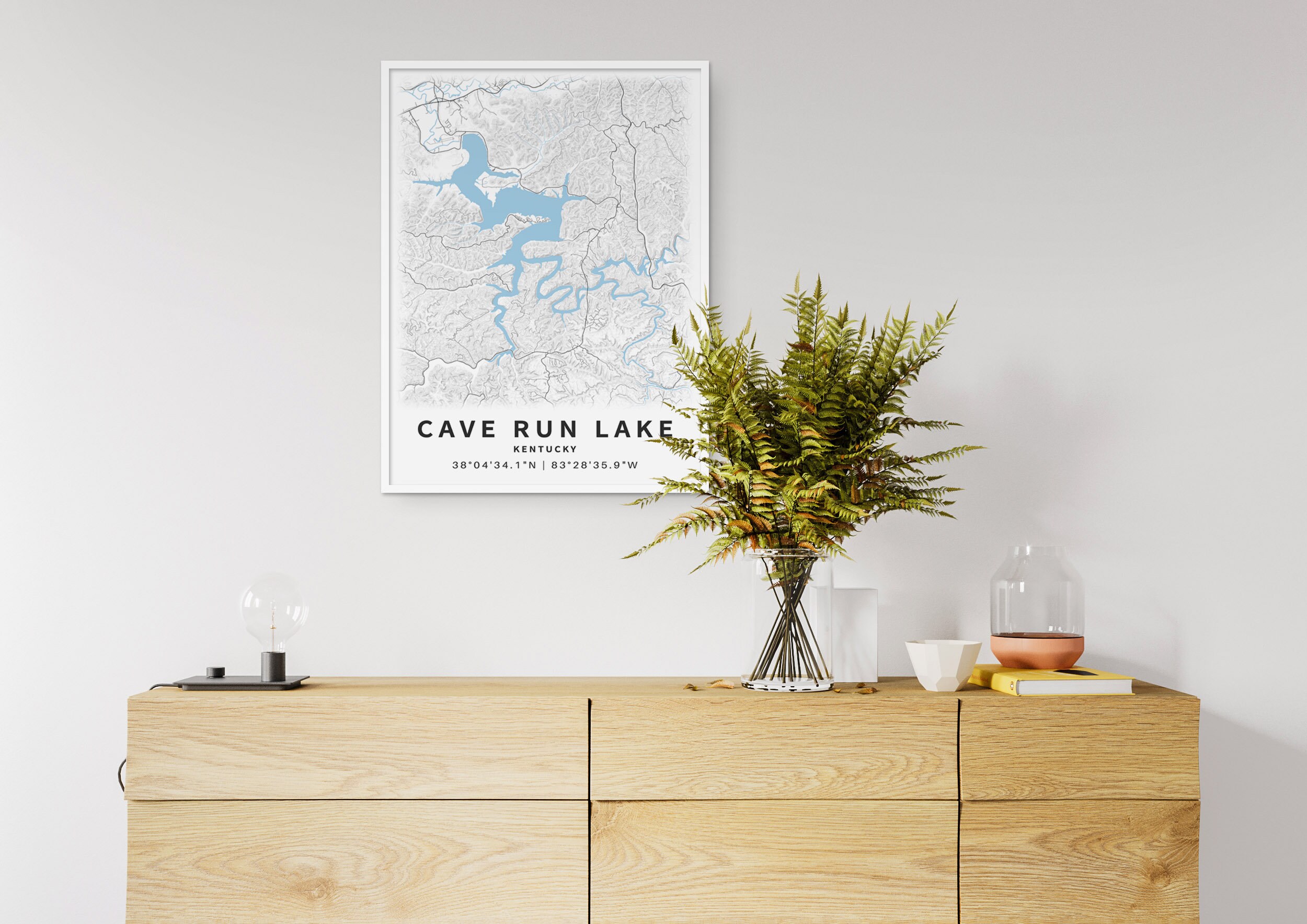 Printable Map of Cave Run Lake, Kentucky, US - Instant Download \ Lake ...