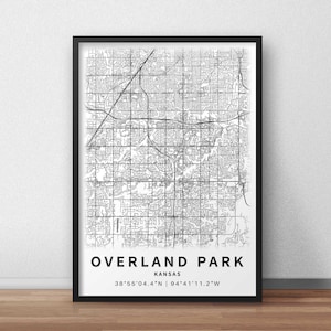 Printable Map of Overland Park, Kansas, USA With Street Names - Instant ...