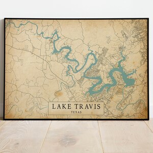 Vintage Style Map of Lake Travis Texas USA Instant Download - Etsy