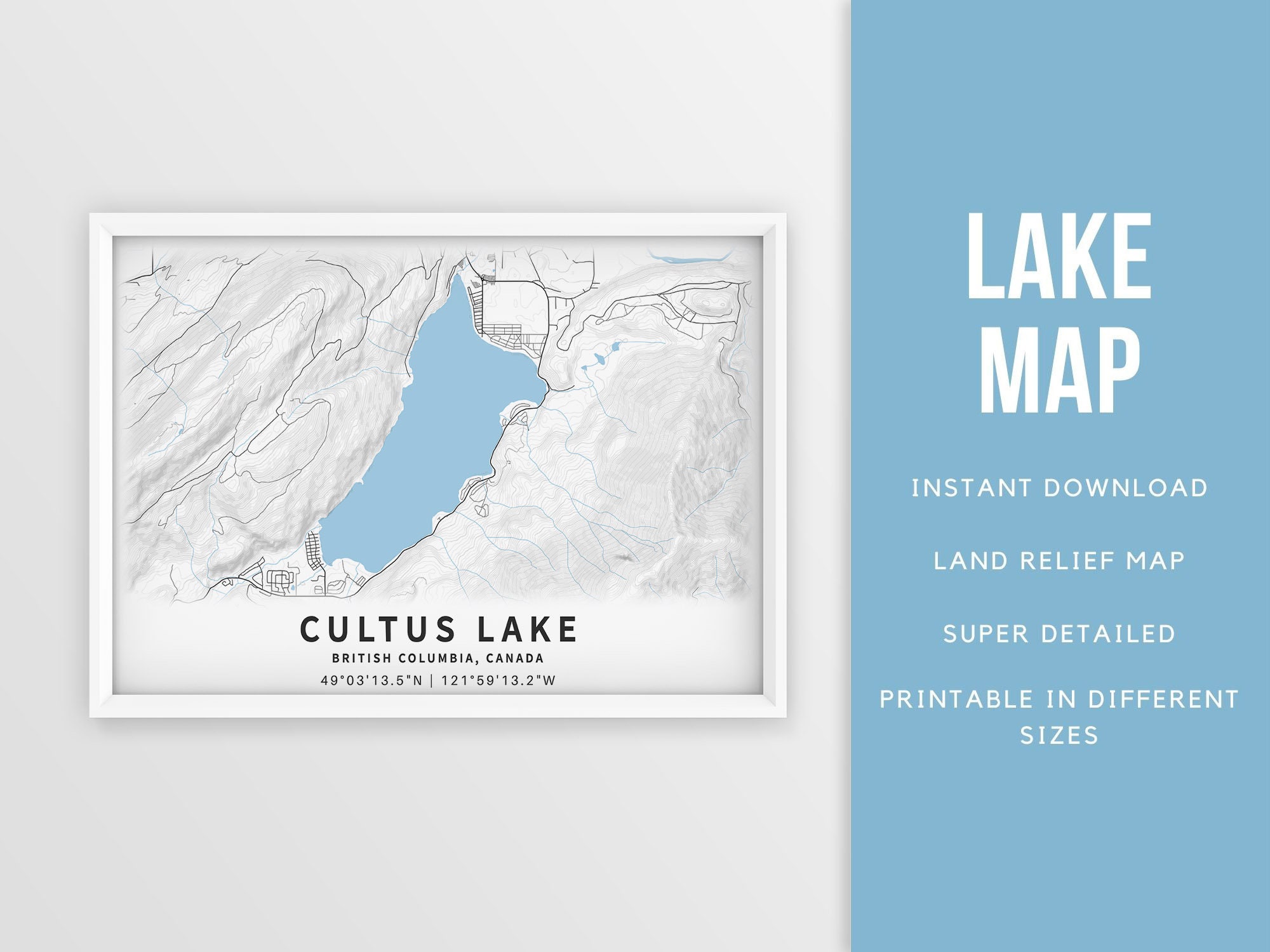Printable Map of Cultus Lake British Columbia Canada - Etsy