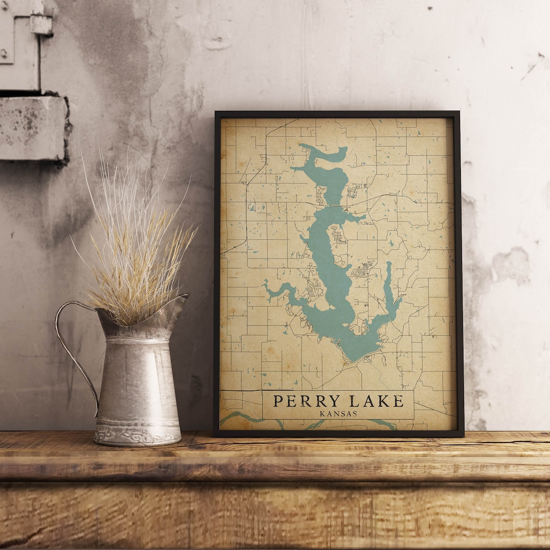 Vintage Style Map of Perry Lake Kansas USA Instant Download - Etsy