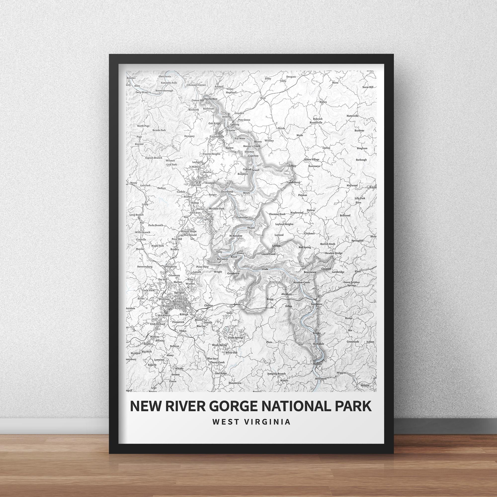 New River Gorge National Park Topographic Map, West Virginia Hiker Gift ...