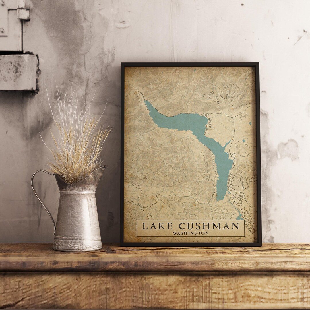 Printable Vintage Style Map of Lake Cushman Washington - Etsy