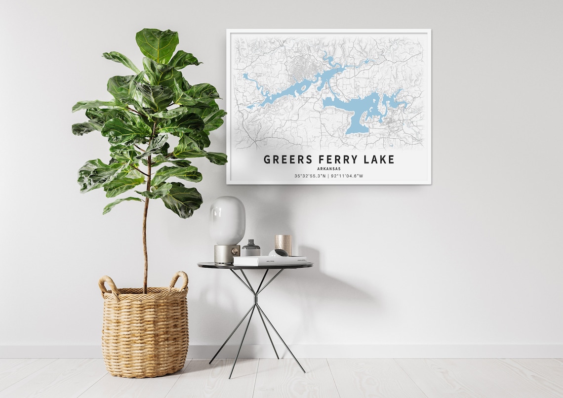 Printable Map of Greers Ferry Lake Arkansas United States - Etsy