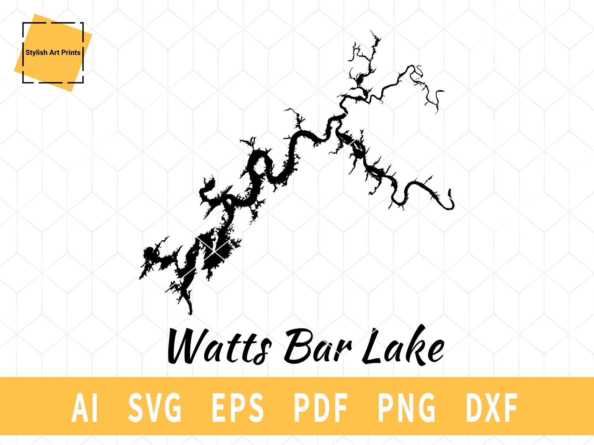 Watts Bar Lake Map SVG, Tennessee Map Vector File - Instant Download ...