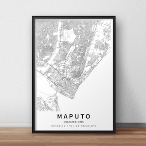 Printable Map of Maputo, Mozambique With Street Names - Instant ...