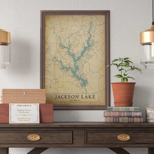 Vintage Style Map of Jackson Lake Georgia USA Instant - Etsy