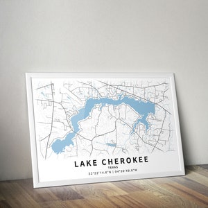 Printable Map of Lake Cherokee, Texas, US Instant Download Lake Map Map ...