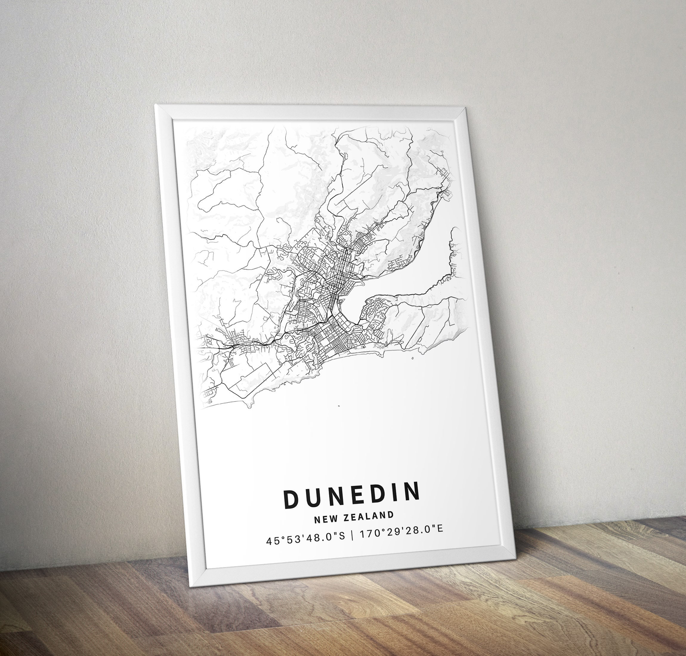 Printable Map of Dunedin New Zealand City With Street Names | Etsy