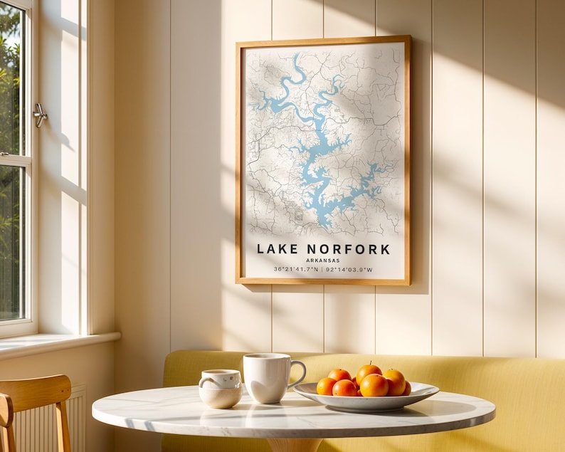 Norfork Lake Map Poster, Printable Arkansas Lake Decor (instant ...