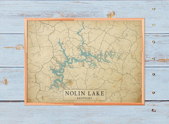 Vintage Style Map of Nolin Lake Kentucky USA Instant | Etsy