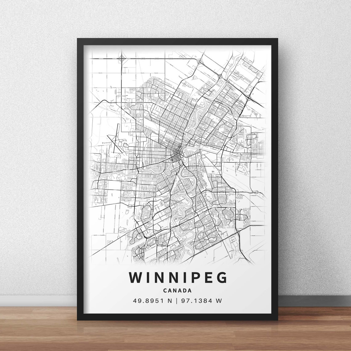 Printable Map of Winnipeg, Manitoba, Canada With Street Names - Instant ...
