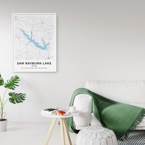 Printable Map of Sam Rayburn Reservoir, Texas - Instant Download \ Lake ...