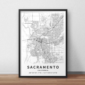 Printable Map of Sacramento, California, USA With Street Names ...