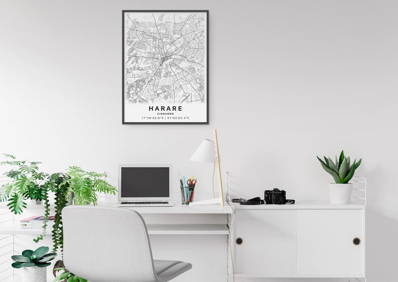 Printable Map of Harare, Zimbabwe With Street Names - Instant Download ...