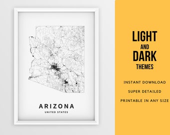 Arizona State Map Poster - Etsy