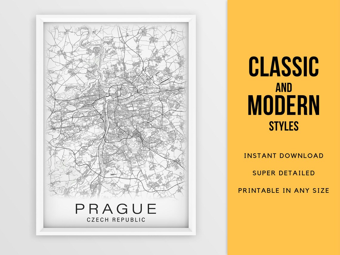Printable Map of Prague Czech Republic Instant Download | Etsy