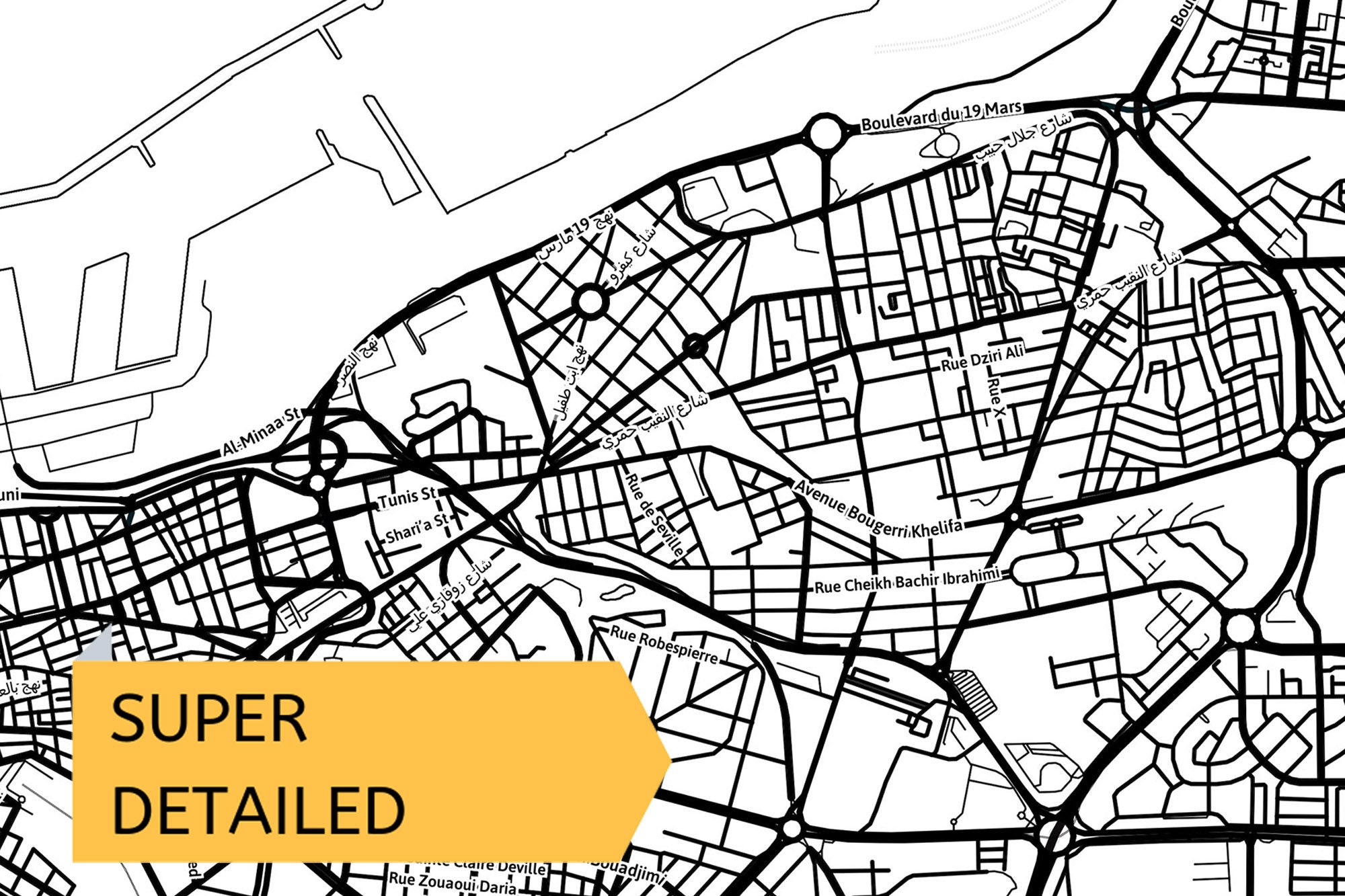 Printable Map of Oran Algeria With Street Names Instant - Etsy