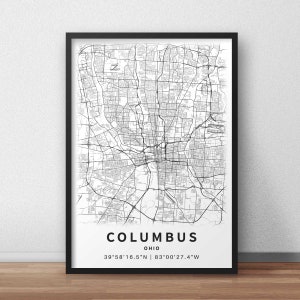 Columbus Ohio Map Poster, Printable Franklin County Road Map With ...