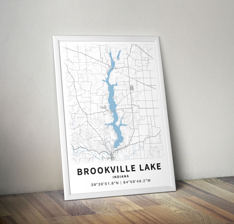 Printable Map of Brookville Lake Indiana United States - Etsy